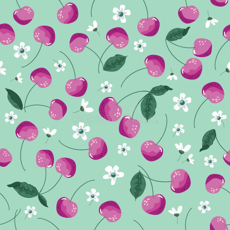 Cherry Seamless Pattern. Summer Beautiful Print for Textile, Fabric ...