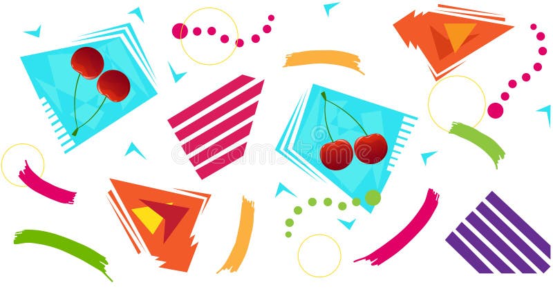 Cherry and Shapes stock vector. Illustration of fabric - 50614782