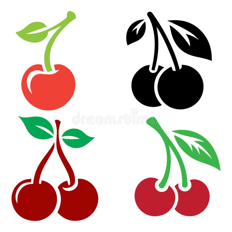 Cherry Silhouette Vector Pack Fruit Clipart Bundle Stock Vector ...