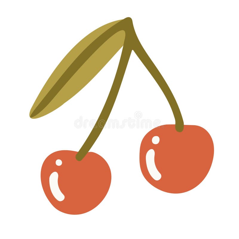 Cherry in a Simple Flat Style Stock Vector - Illustration of leaf ...