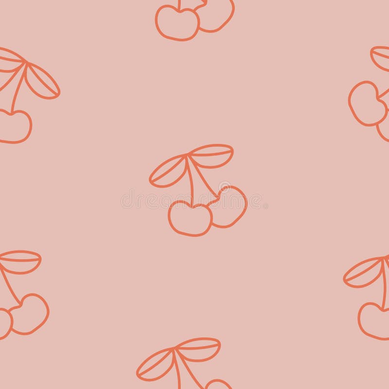 Cherry, Simple Vector Seamless Pattern Stock Vector - Illustration of ...