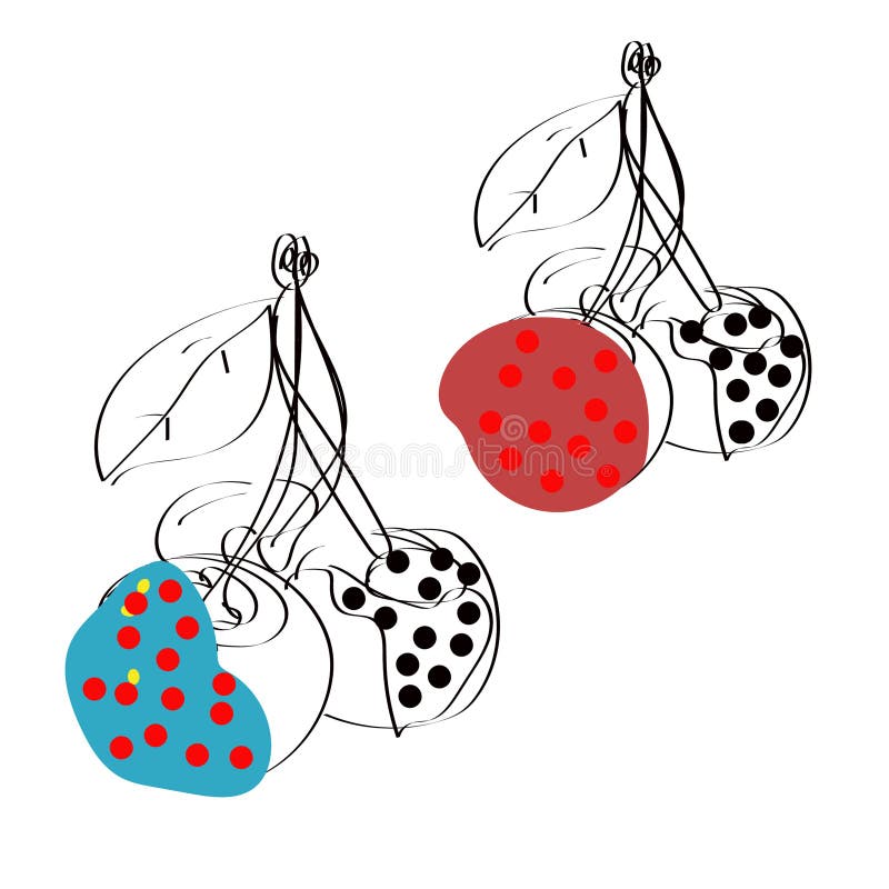 Cherry Sketch Style for Your Ideas and Designs,graphic Element Stock ...