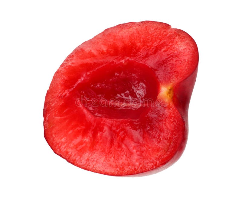 Cherry Slice Isolated on a White Background Stock Photo - Image of ...