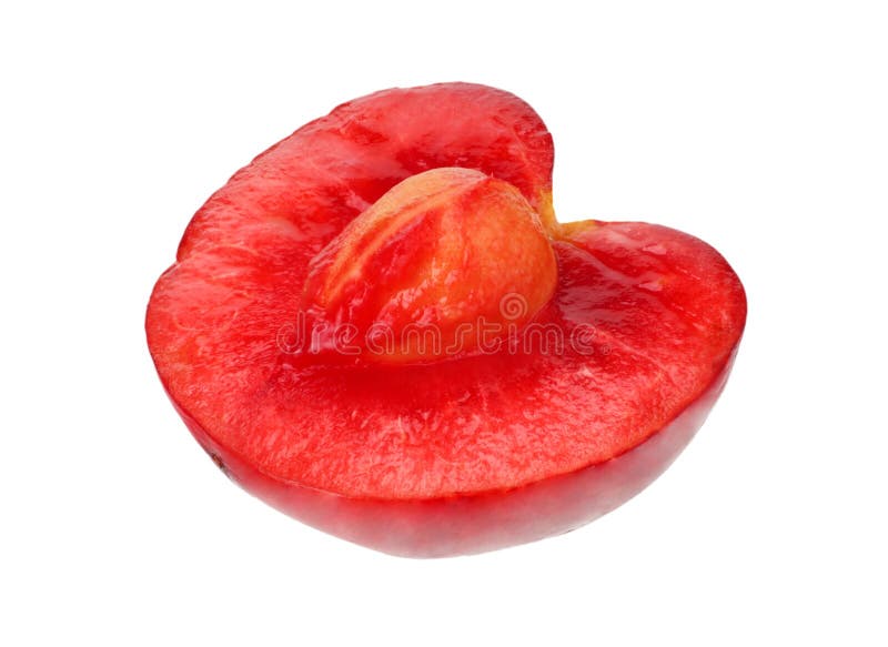 Cherry Slice Isolated on a White Background Stock Photo - Image of ...