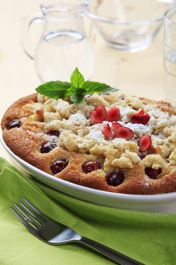 Cherry sponge cake stock image. Image of dish, fruit - 52646131