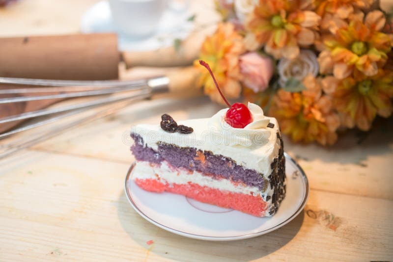 Cherry sponge cake stock photo. Image of baking, homemade - 66066516