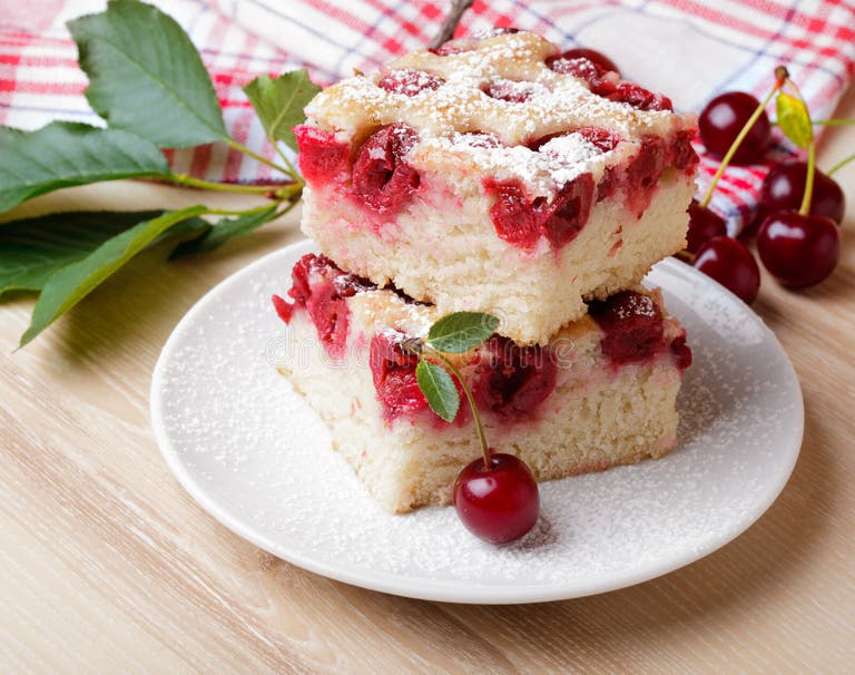 Cherry sponge slice stock photo. Image of sliced, breakfast - 20274154