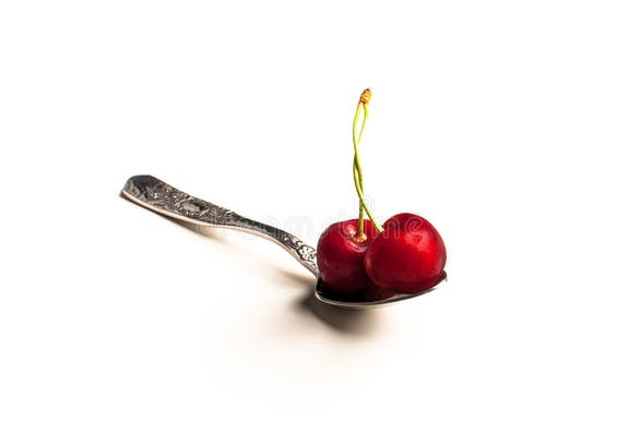 Cherry spoon stock image. Image of steel, background - 55301209