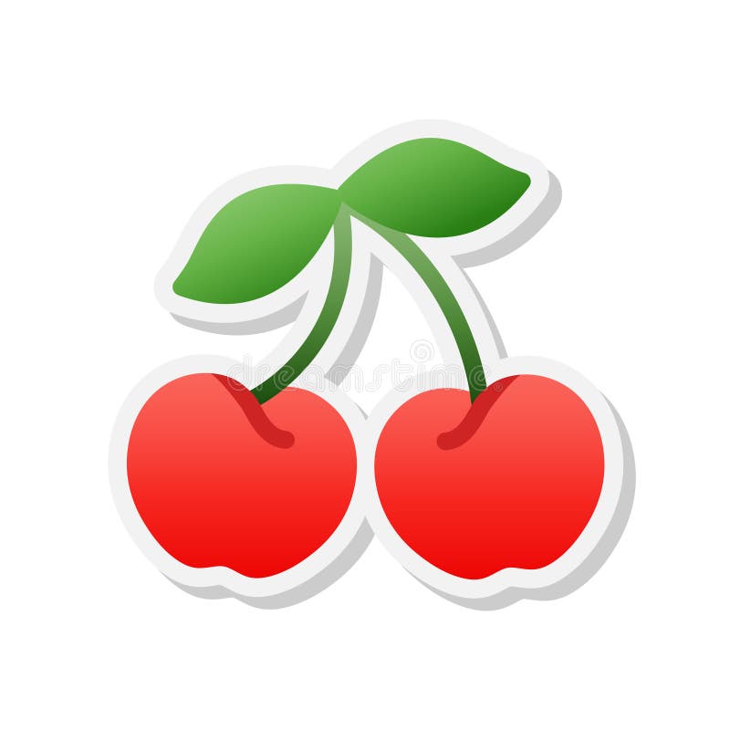 Cherry Sticker Icon, Vector, Illustration. Stock Vector - Illustration ...