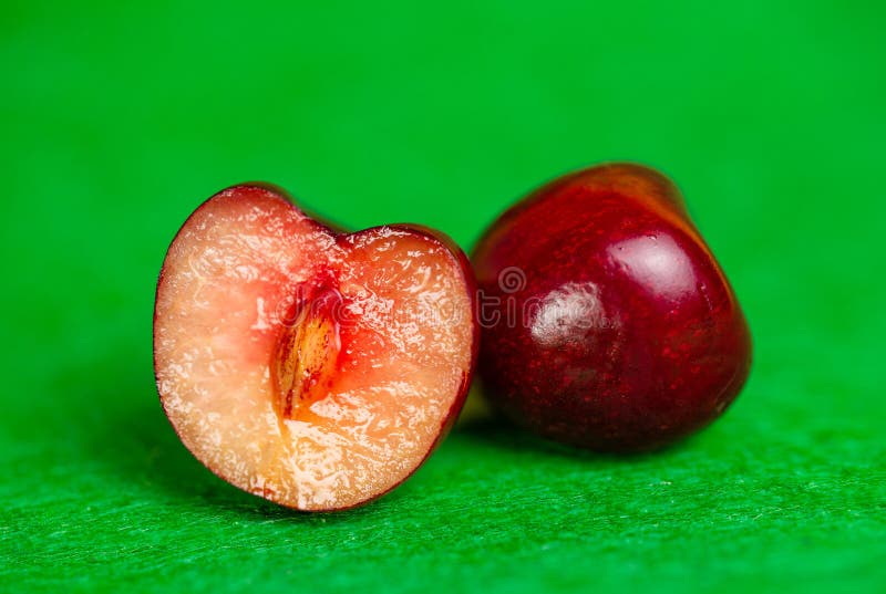 Cherry with a Stone in a Section Stock Image - Image of refreshment ...