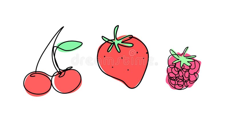 Raspberry Continuous One Line Drawing, Fruit Vector Illustration Stock Vector - Illustration of ...