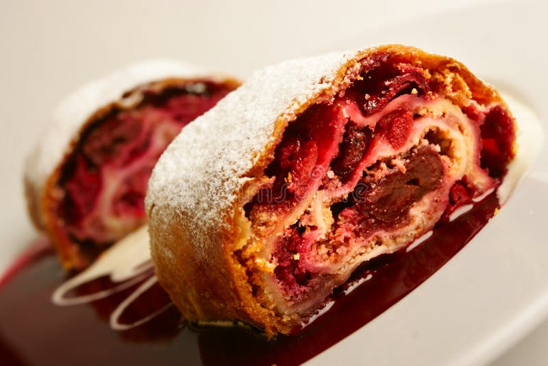Cherry strudel stock photo. Image of tender, sugar, fruitcake - 7257036