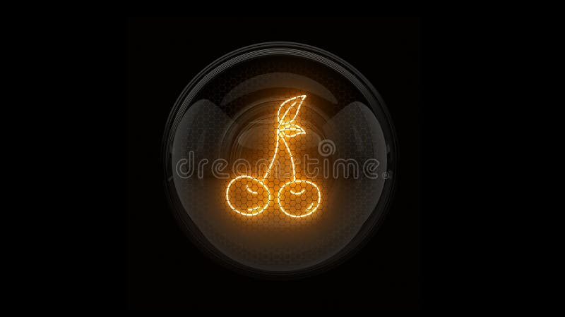 Cherry. Cherry Symbol. Nixie Tube Indicator. 3D Stock Illustration ...