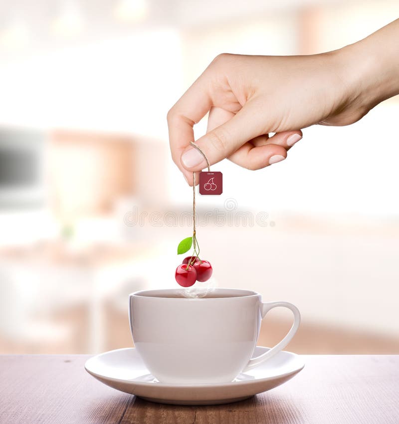 Cherry Tea in a Plain White Cup | Fruit Tea Stock Photo - Image of ...