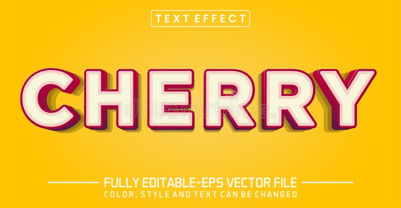 Cherry Text 3d Editable Style Effect Stock Vector - Illustration of ...