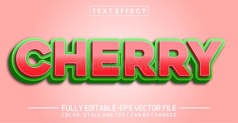 Cherry Text Effect - Editable 3D Text Style Stock Vector - Illustration ...