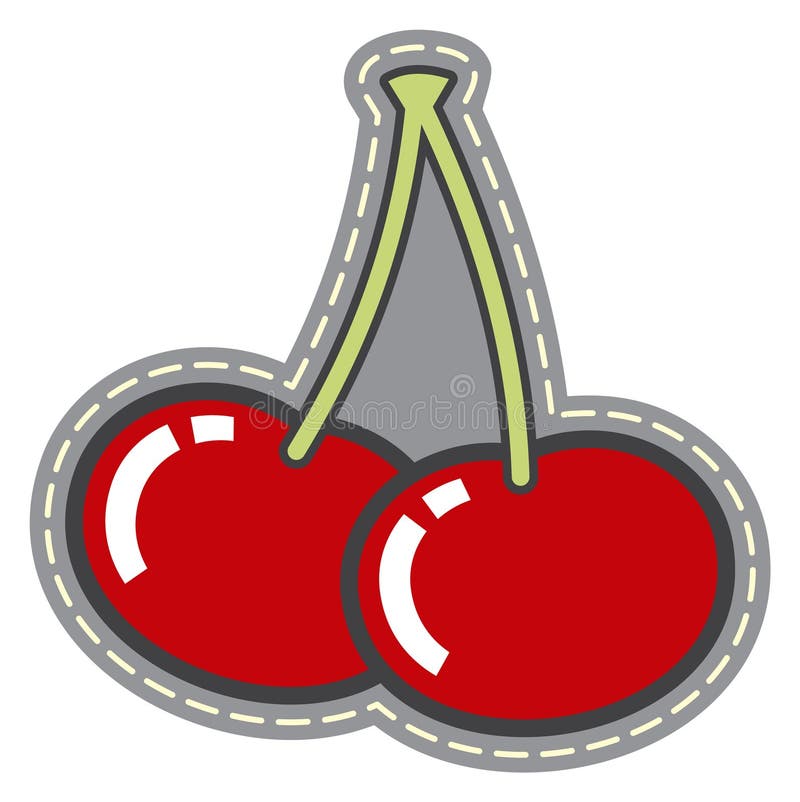 Cherry Textile Patch. Sewing Fabric Embroidery Label Stock Illustration ...