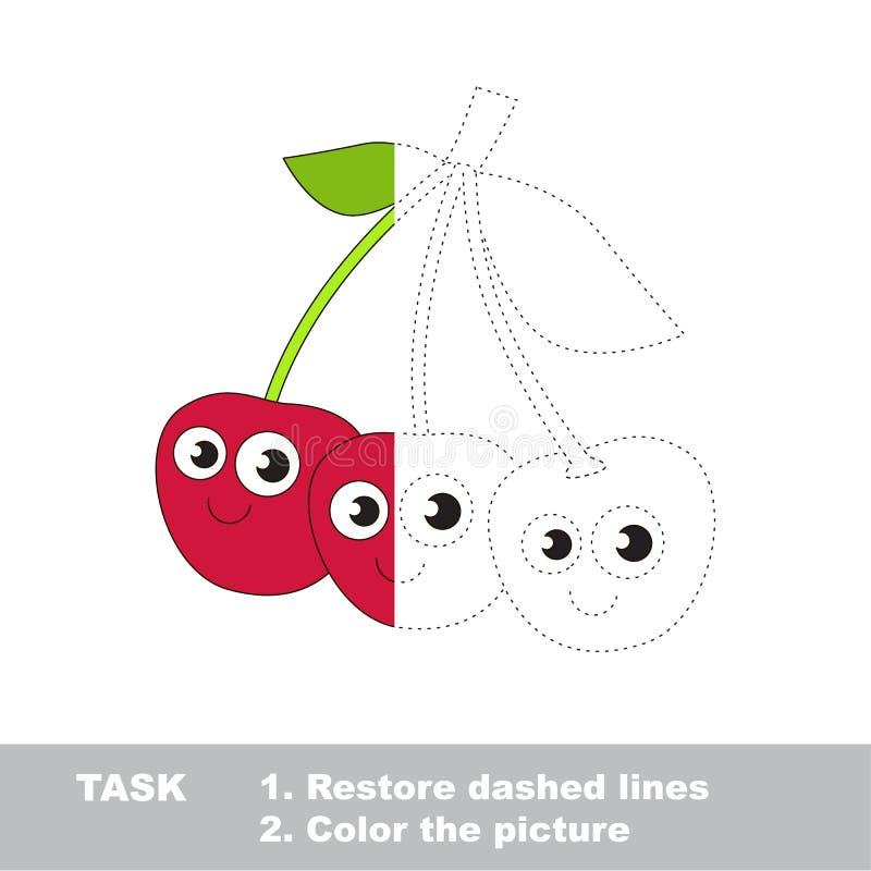 Cherry. Trace and Color the Picture. Educational Game for Children ...