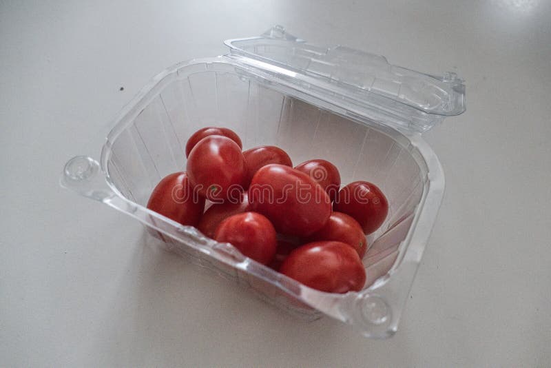 Cherry Tomato on a Plastic Container Stock Photo - Image of vegetable ...