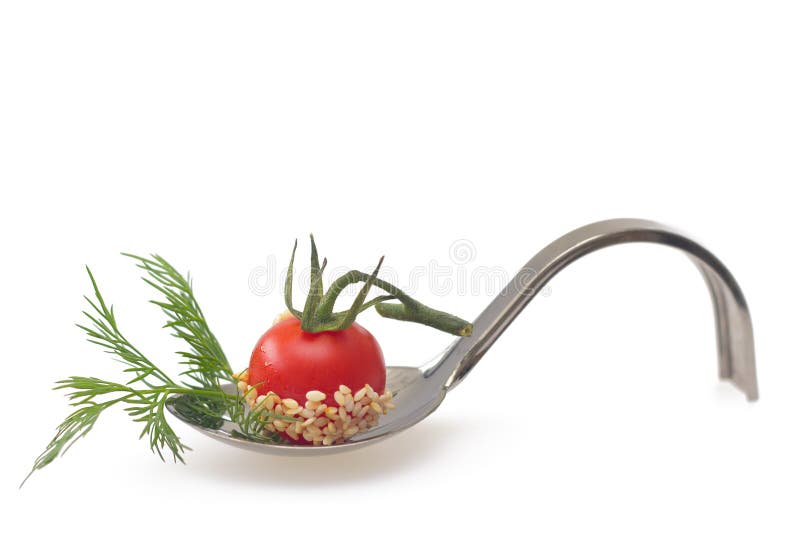 Cherry Tomato on Serving Spoon, Isolated Stock Image - Image of natural ...