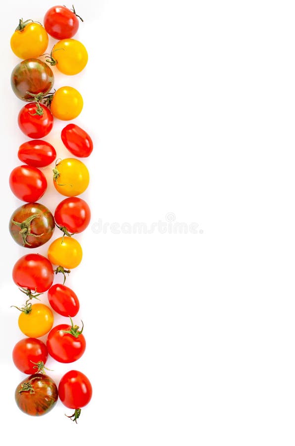 Cherry tomatoes border stock image. Image of tricolor - 147943719