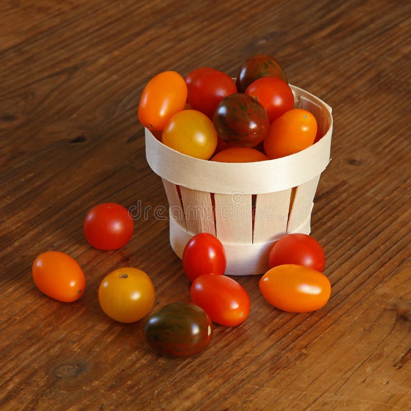 Cherry Tomatoes of Different Varieties and Colors Stock Photo - Image ...