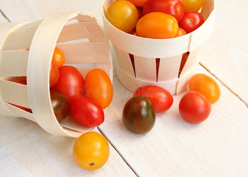 Cherry Tomatoes of Different Varieties and Colors Stock Image - Image ...