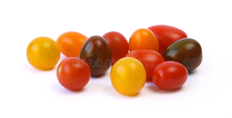 Cherry Tomatoes of Different Varieties and Colors Isolated Stock Photo ...