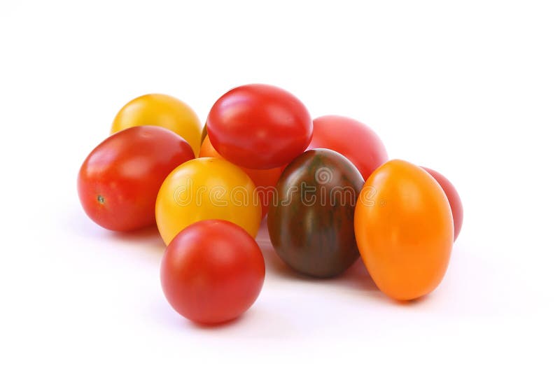 Cherry Tomatoes of Different Varieties and Colors Isolated Stock Photo ...