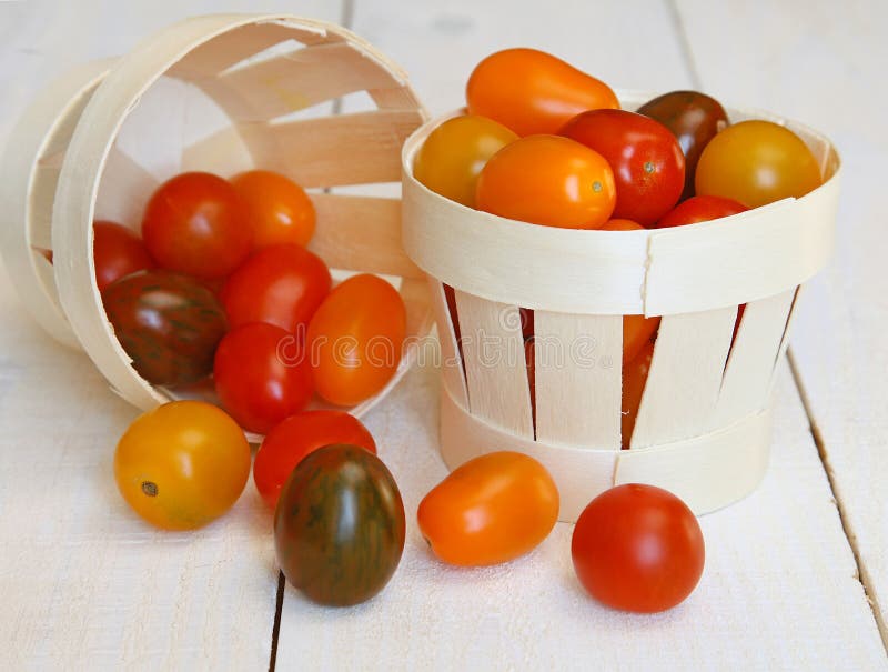 Cherry Tomatoes of Different Varieties and Colors Stock Photo - Image ...