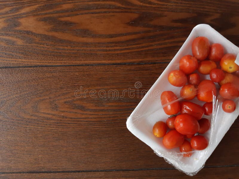 Cherry Tomatoes Placed on White Styrofoam Stock Image - Image of cherry ...