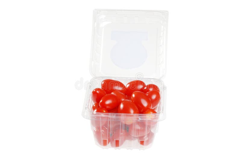Package Of Cherry Tomatoes In Plastic Box / Container. Stock Photo ...