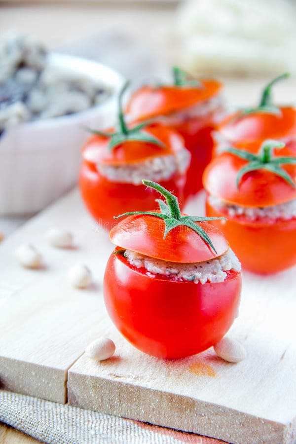 Stuffed Cherry Tomatoes for a Taste Stock Photo - Image of paste, lunch ...