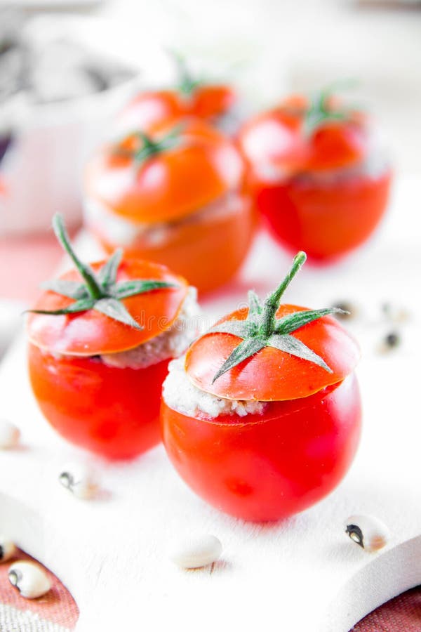Stuffed Cherry Tomatoes for a Taste Stock Photo - Image of paste, lunch ...
