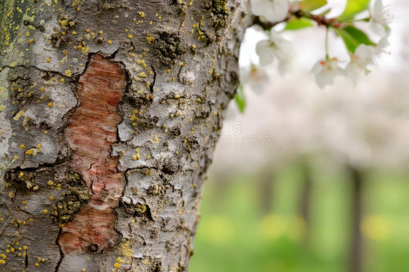 Cherry Tree Bark Close-up stock illustration. Illustration of ...