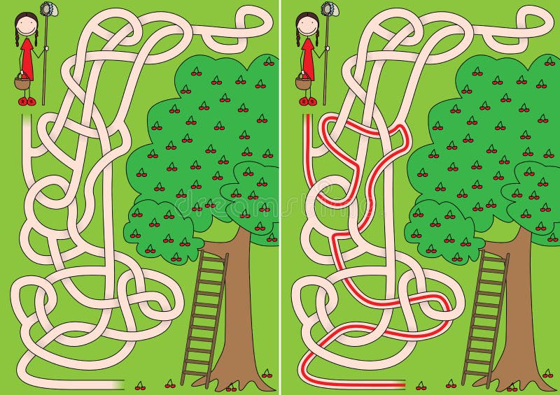 Cherry tree maze stock vector. Illustration of education - 113669388