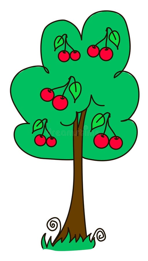 Cherry Tree stock illustration. Illustration of cartoon - 77246068