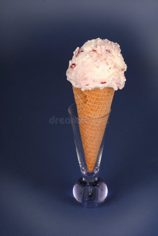Cherry Vanilla Ice Cream Cone Stock Photo - Image of cone, nourishment ...