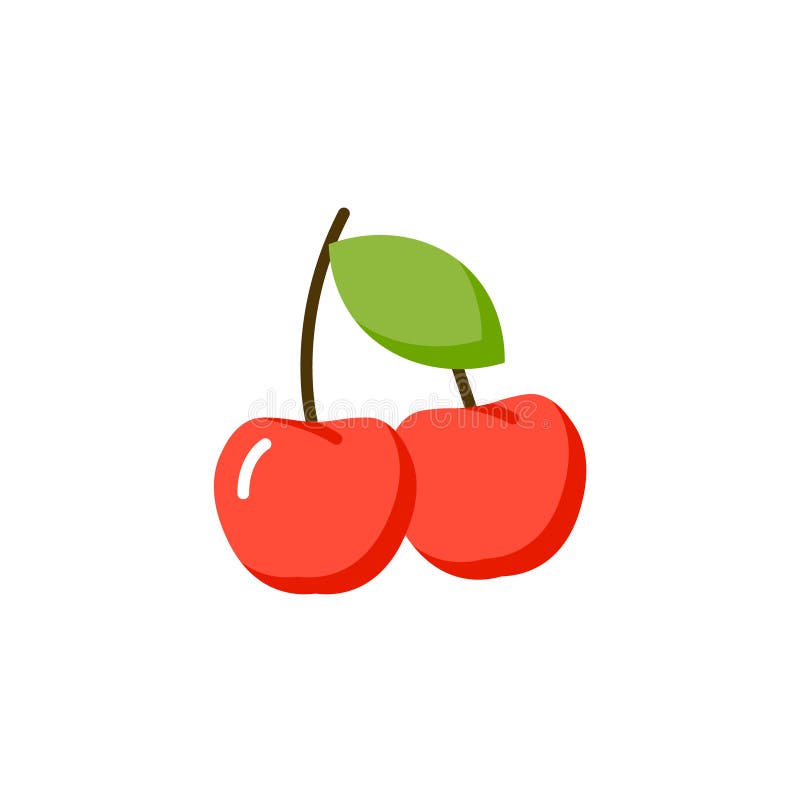 Cherry Vector Cute Fruit Icon. Cherry Vector Illustration Isolated Red ...