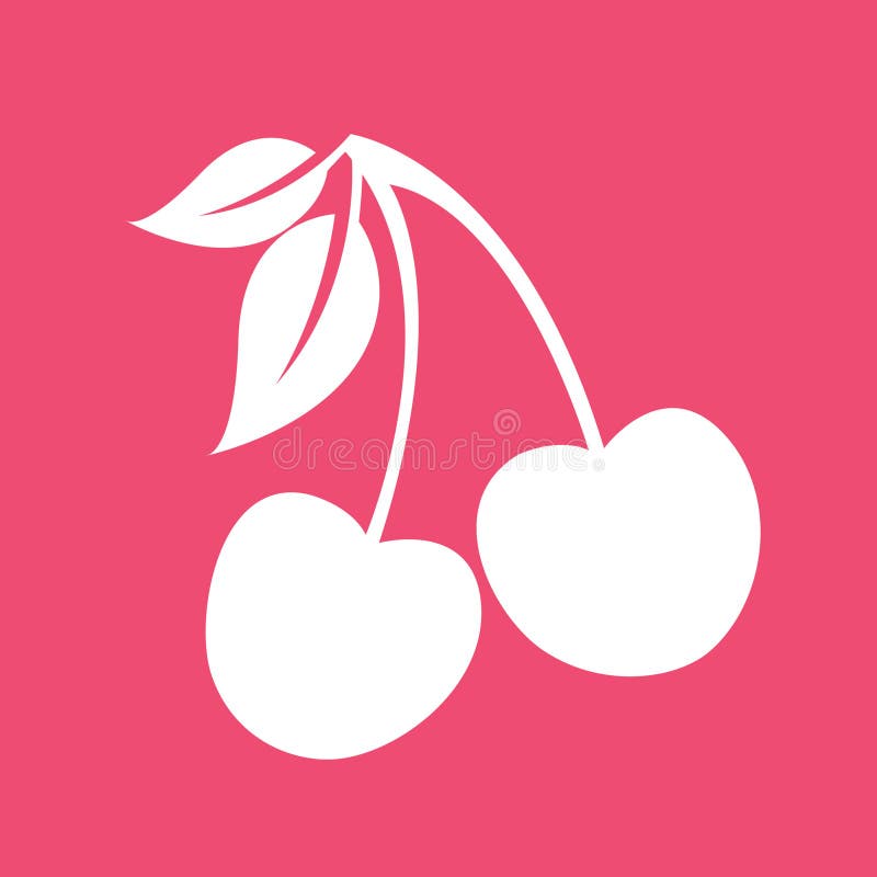 Cherry Vector Icon on Pink Background. Stock Vector - Illustration of ...