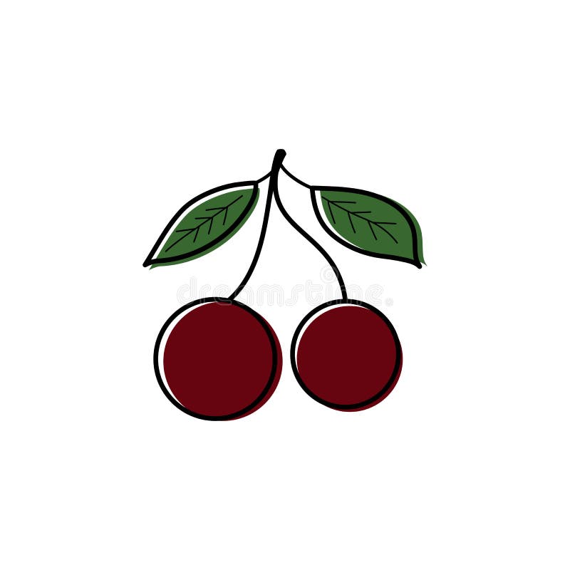 Cherry vector icon stock vector. Illustration of fruit - 108897410