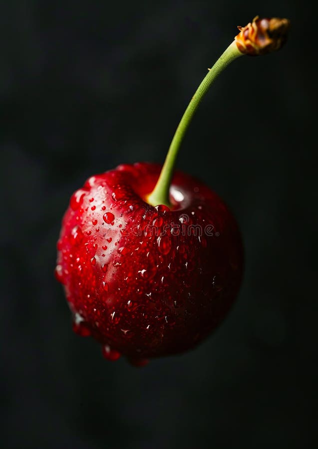 A Cherry with Water Droplets on it Stock Image - Image of cherry, drop ...
