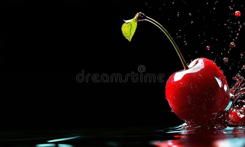 Cherry in Water, Cherry in Water Splash Stock Illustration ...