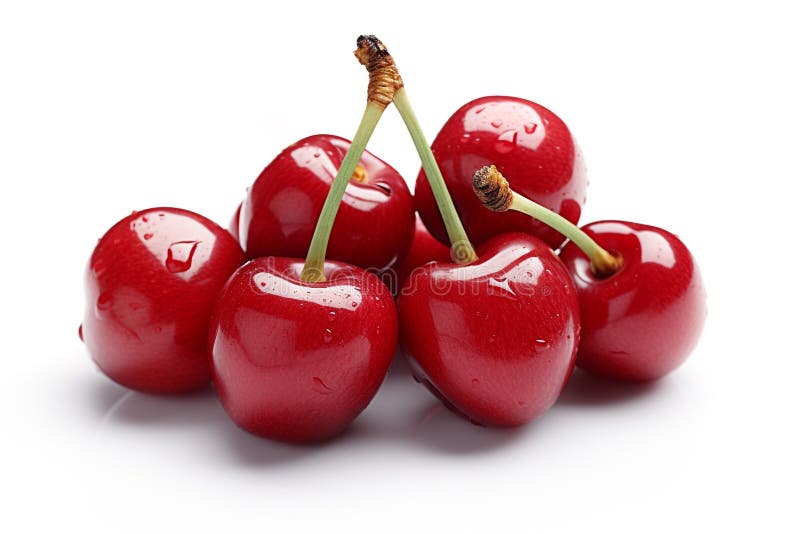 Cherry on White Background. Red Cherry Fruit Stock Illustration ...