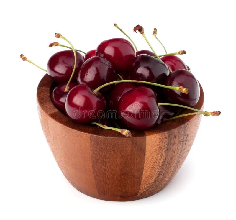Cherry in wooden bowl stock image. Image of fresh, gourmet - 40758799