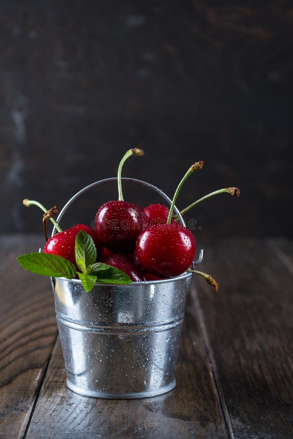 Cherrys in a Decorative Bucket Stock Photo - Image of ingredient ...