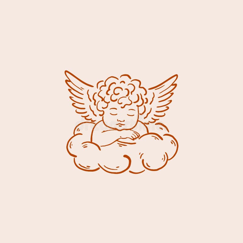 Cherub on Cloud. Vintage Style Stock Vector - Illustration of flying ...