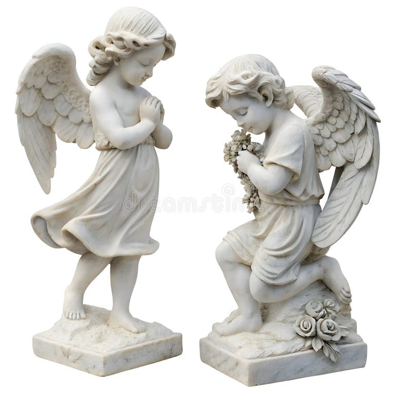 Cherubs Marble Statue Set stock illustration. Illustration of figurines ...