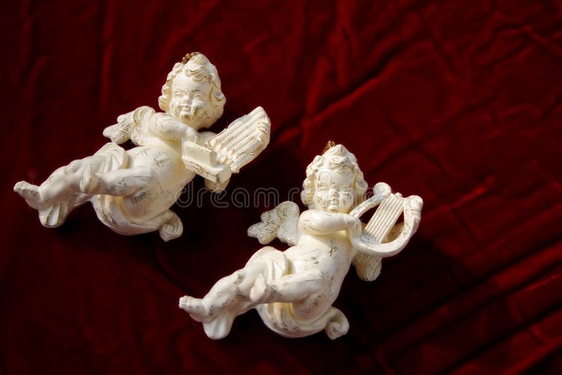 Cherubs on velvet stock image. Image of white, harp, cherub - 1043