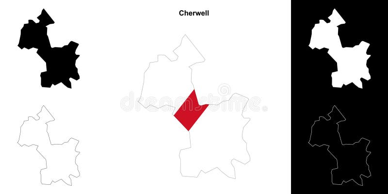 Cherwell outline map stock vector. Illustration of district - 334901505